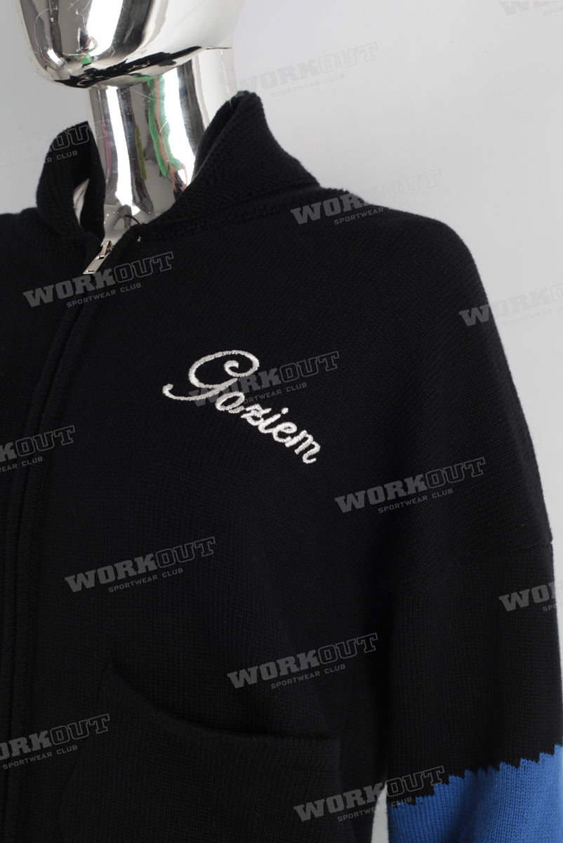 Black embroidered screen print jacket – edgedenim