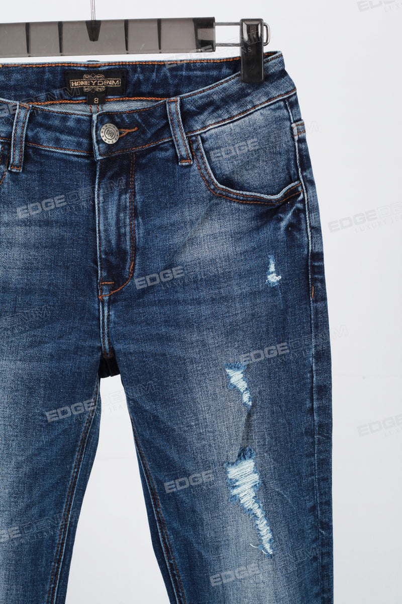 Blue Ragged Skinny Jeans – edgedenim