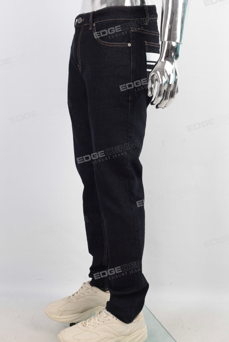Dark blue fit digital print jeans – edgedenim
