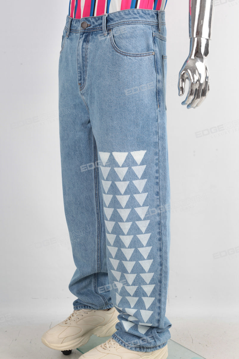 Blue digital print straight jeans – edgedenim