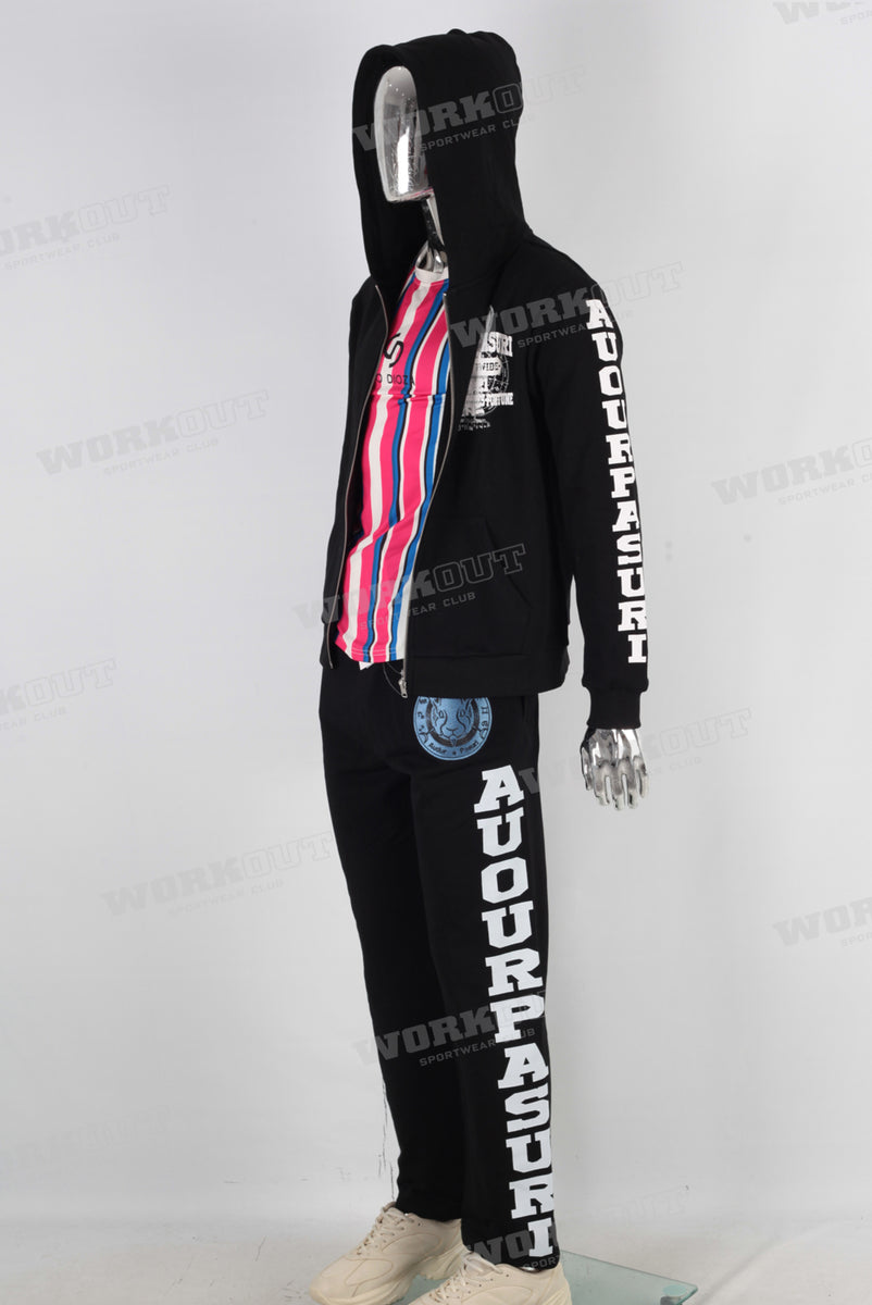 Black digital print hooded jacket and pants – edgedenim