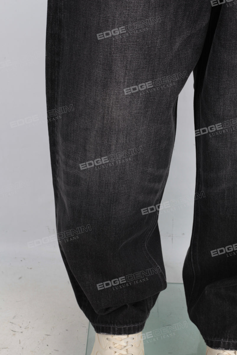 Black acid washed digital print jeans – edgedenim