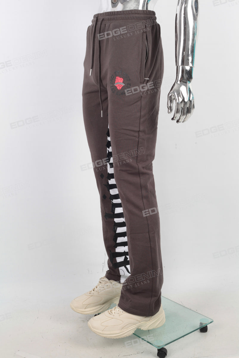 Coffee patchwork digital print pants men – edgedenim