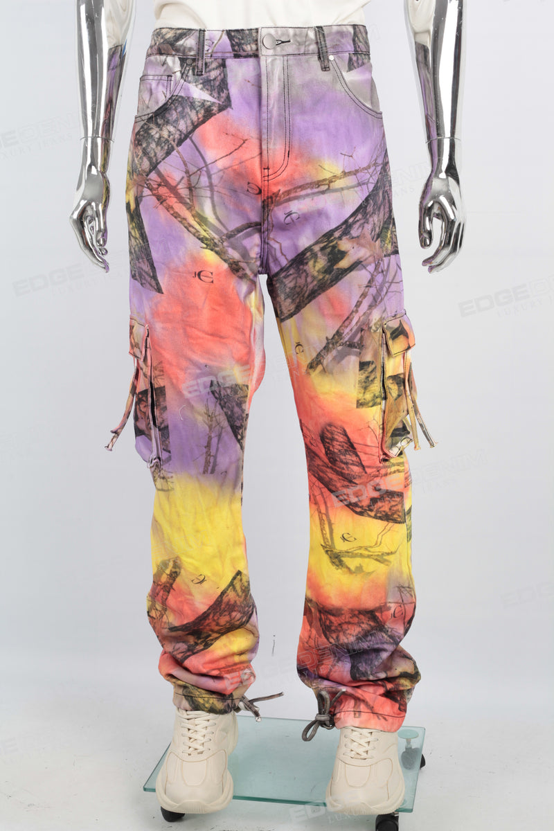 Men's Streetwear Denim Pants Custom Printed Stacked Cargo Jeasn – edgedenim