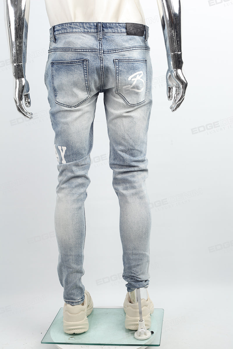 Blue screen print disdress jeans men – edgedenim