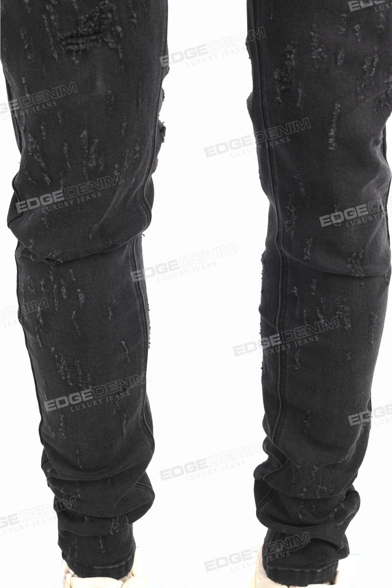 Custom Logo High Quality Men Black Skinny Stack Jeans – edgedenim